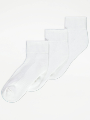 White Cushion Sole Ankle Socks 3 Pack | Lingerie | George at ASDA