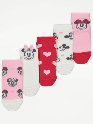Disney Minnie Mouse Pink Heart Socks 5 Pack | Baby | George at ASDA