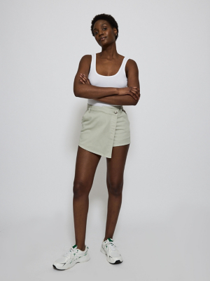 Sage Green Denim Wrap Over Skort | Women | George at ASDA