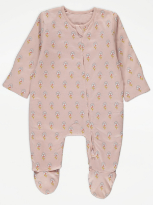 Pink Floral Wadded 2 Way Zip Fastening Sleepsuit 1 Tog | Baby | George ...