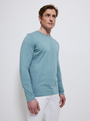 Light Blue Crew Neck Long Sleeve Top | Men | George at ASDA