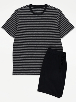Dark Grey Striped Short Pyjamas | Men | George at ASDA