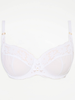 Entice White Floral Lace Non Padded Bra | Lingerie | George at ASDA