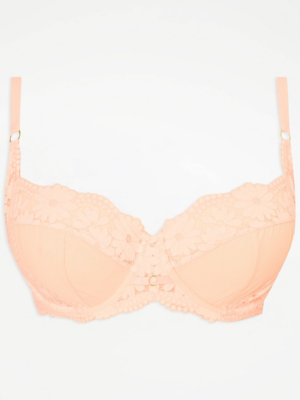 Entice Coral Floral Lace Non Padded Bra | Lingerie | George at ASDA