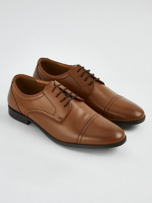 Brown Wide Fit Premium Leather Derby Shoes | Men | George at ASDA