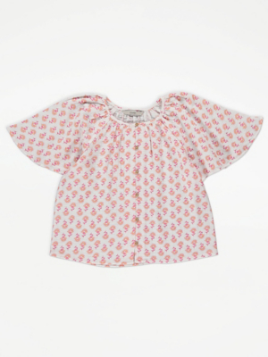 White Floral Cheesecloth Angel Sleeve Blouse | Kids | George at ASDA