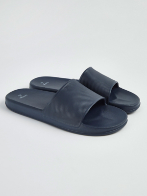 Navy Textured Sliders | Men | George at ASDA