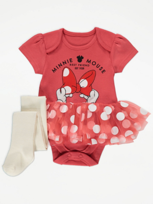 Disney Minnie Mouse Tutu Bodysuit and Tights Outfit | Baby | George at ASDA