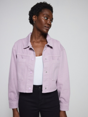 Lilac Denim Cropped Shacket | Women | George at ASDA