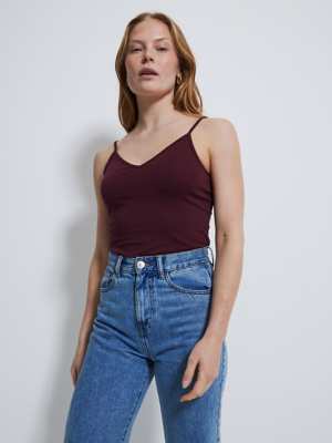 Burgundy Fitted V Neck Cami Top | Women | George at ASDA