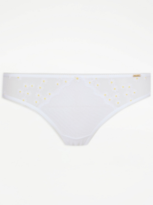 Entice White Daisy Embroidered Thong | Lingerie | George at ASDA