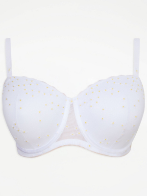 Entice White Daisy Embroidered Padded Bra | Lingerie | George at ASDA