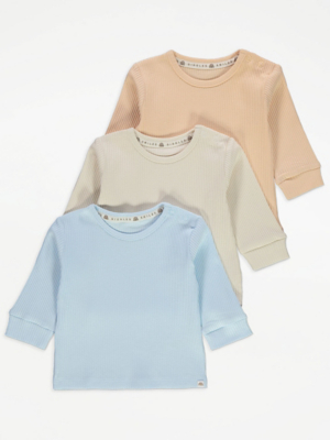 Striped Ribbed Long Sleeve Tops 3 Pack | Baby | George at ASDA