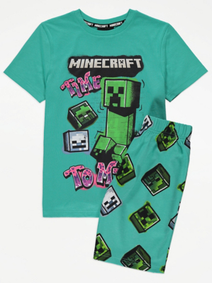 Minecraft Green Slogan Short Pyjamas | Kids | George at ASDA