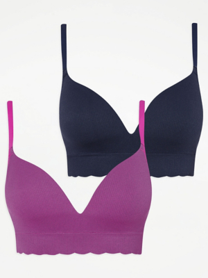 A-D Soft Comfort Seam Free Bra 2 Pack | Lingerie | George at ASDA