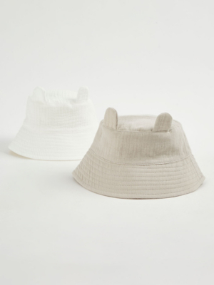 Cheesecloth Ear Bucket Hat 2 Pack | Baby | George at ASDA