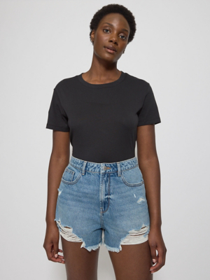 Blue High Waisted Ripped Denim Shorts | Women | George at ASDA