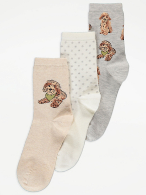 Cockapoo Ankle Socks 3 Pack | Lingerie | George at ASDA