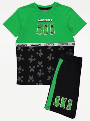 Minecraft Green Graphic T-Shirt and Shorts Outfit | Kids | George at ASDA