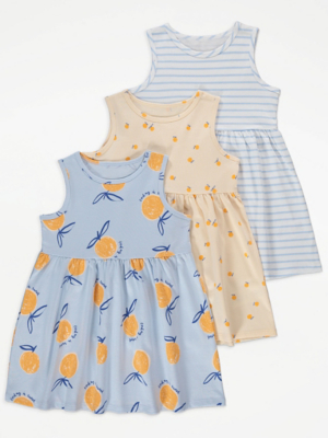 Orange Print Sleeveless Dresses 3 Pack | Kids | George at ASDA