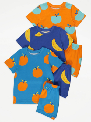 Fun Fruit Print Short Pyjamas 3 Pack | Kids | George at ASDA