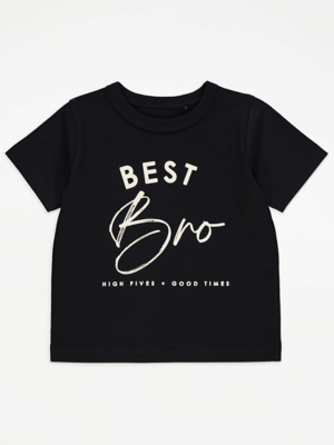 Black Best Bro Slogan T-Shirt | Kids | George at ASDA