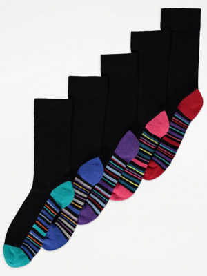 Bright Stripe Ankle Socks 5 Pack | Men | George at ASDA
