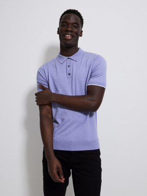 Lilac Short Sleeve Knitted Polo Top | Men | George at ASDA