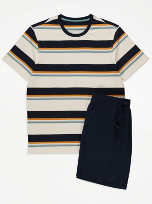 Navy Striped Short Pyjamas | Men | George at ASDA