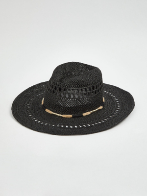 Black Cut Out Straw Hat | Women | George at ASDA