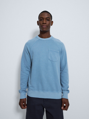 Pale Blue Washed Pocket Sweatshirt | Men | George at ASDA