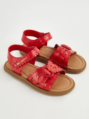 Red Scalloped Heart Sandals | Kids | George at ASDA