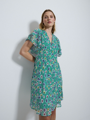 Black Floral Tie Up Ruffle Mini Dress | Women | George at ASDA