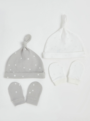 Star Newborn Hat and Mittens Set 2 Pack | Baby | George at ASDA