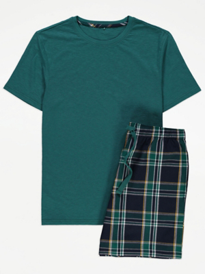 Dark Green Checked Short Pyjamas | Men | George at ASDA