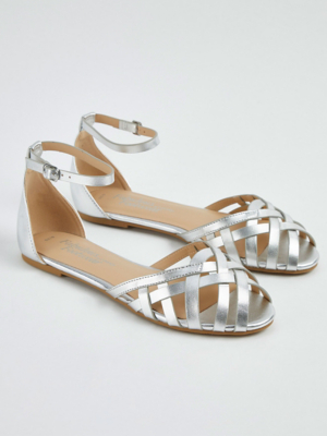 Silver Plaited Peep Toe Shoes | Women | George at ASDA
