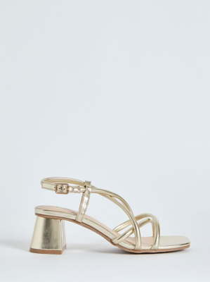 Gold Shimmer Block Heel Sandals | Women | George at ASDA