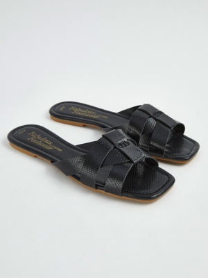 Black Crocodile Strappy Open Toe Mule Sandals | Women | George at ASDA