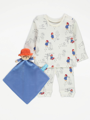 Paddington Bear Cream Ribbed Long Sleeve Pyjamas and Comforter Set ...