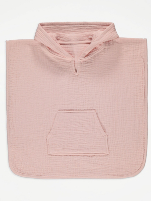 Soft Pink Cheesecloth Hooded Poncho | Baby | George at ASDA