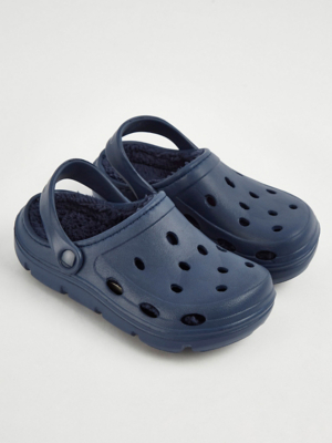 Navy Borg Lined Clogs | Kids | George at ASDA