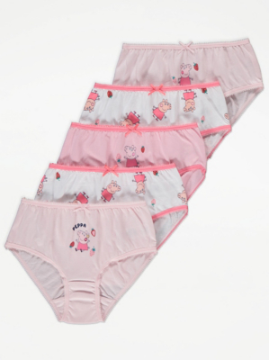 Peppa Pig Pink Strawberry Briefs 5 Pack | Kids | George at ASDA