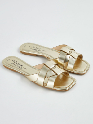 Gold Strappy Open Toe Mule Sandals | Women | George at ASDA