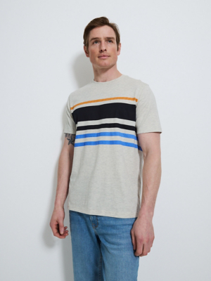 Grey Chest Stripe T-Shirt | Men | George at ASDA
