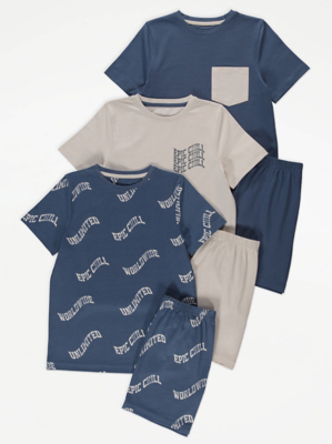 Blue Epic Chill Short Pyjamas 3 Pack | Kids | George at ASDA