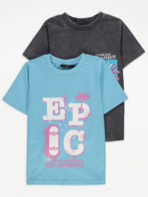 Endless Summer Epic T-Shirts 2 Pack | Kids | George at ASDA