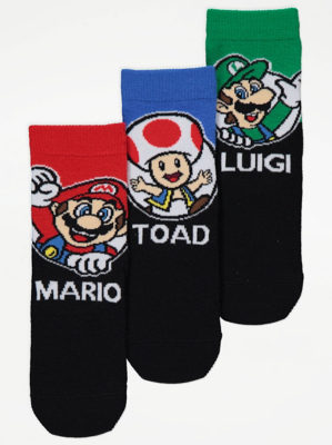 Super Mario Characters Ankle Socks 3 Pack | Kids | George at ASDA