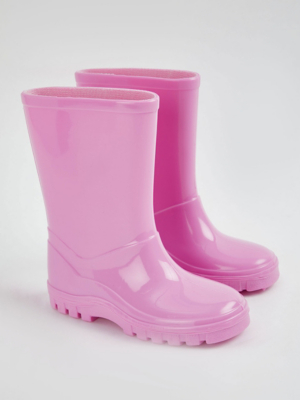 Pink High Shine Wellington Boots | Kids | George at ASDA