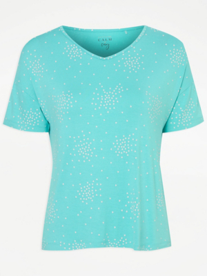 Turquoise Heart Print Pyjama Top | Lingerie | George at ASDA