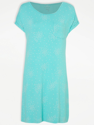 Turquoise Heart Print Pocket Nightdress | Lingerie | George at ASDA